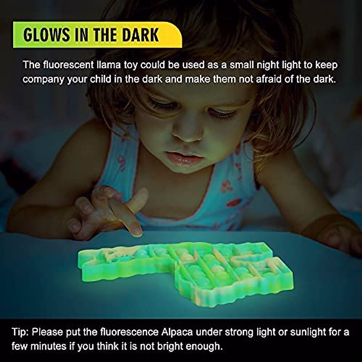 WHATOOK Glow in The Dark Fidget PoP Toy Unicorn and Llama for Girls:Fluorescent Bubble Sensory Stress Anxiety Restless Reliever Decompression Squeeze Toy for Stressed, Fidgety and Autism,ASD, Autistic