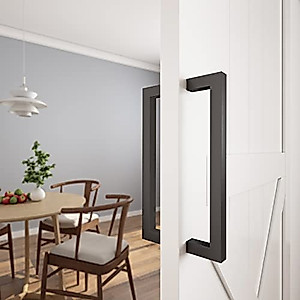 JUBEST 12" Matte Black Push Pull Bar Handle,Sliding Barn Door Handle,Heavy Duty Double Sided Door Handle for Wood Door, Garage, Industrial Grab Bar