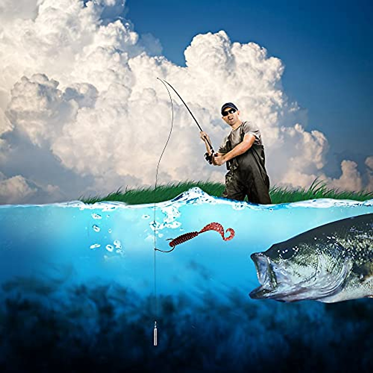 THKFISH Fishing Ready Texas Rigs for Bass Fishing Leaders with Weights Hooks Rigged Line Kit Pre Rigged Texas Rig 5PCS