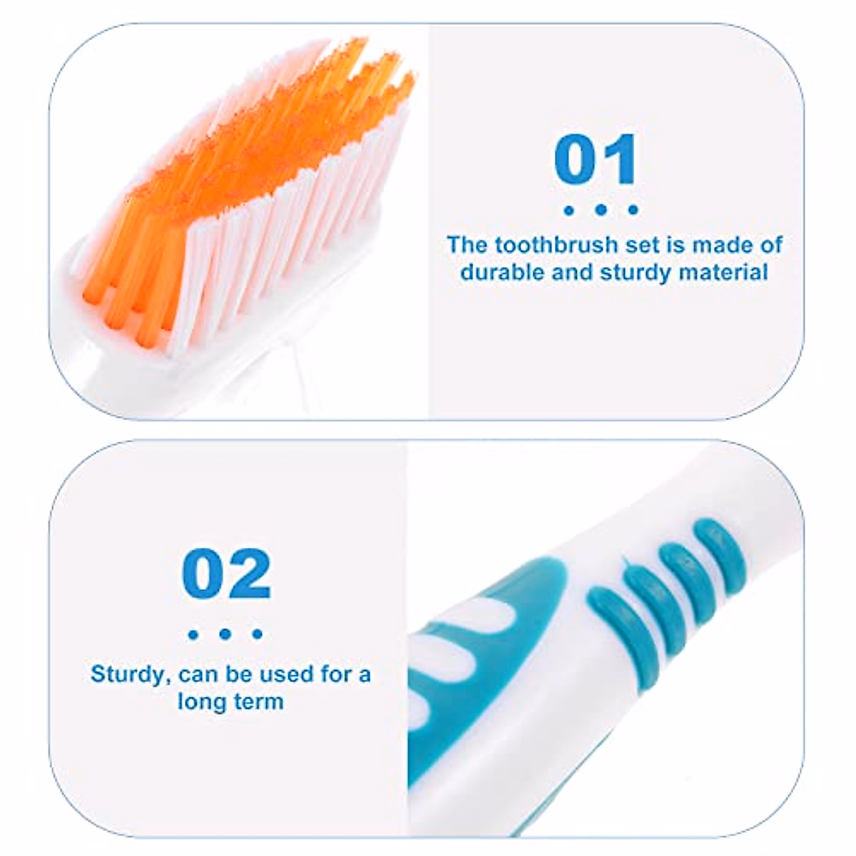 Healvian 2 Sets Travel Toothbrush Set Denture Toothbrush and Toothbrush Storage Box Box Soft Double Bristle False Teeth Brush Denture Cleaning Tool