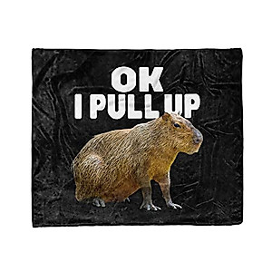 Lament Configuration Ok I Pull Up Capybara Funny Meme Throw Blanket for Women Men Girls Boys Couch Sofa Bed Decor 60" x 50" (150cm x 130cm)