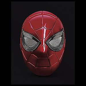 Spider-Man Marvel Legends Series Iron Spider Electronic Helmet with Glowing Eyes, 6 Light Settings and Adjustable Fit , Red