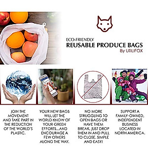 utilifox Reusable Produce Bags, Eco Friendly Mesh Bags For Fruit Vegetable, Set of 8, Large, 12x14 in, Washable, Premium Strength, Zero Waste, Produce Bag Drawstring, Vegetables Fruits Bag Grocery
