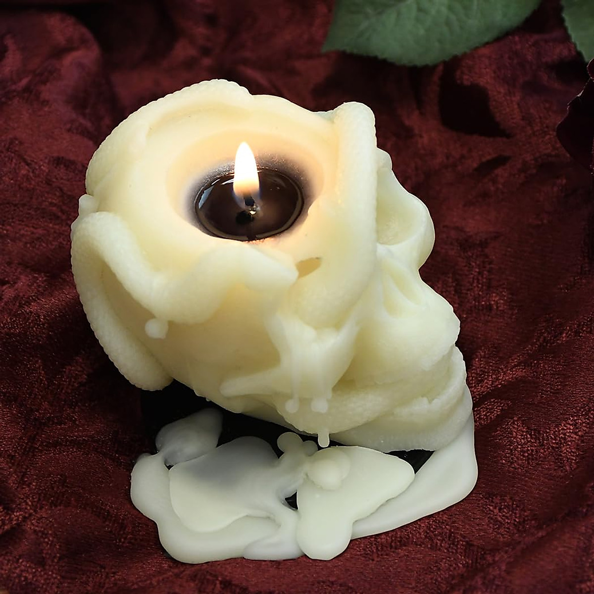 Scary Bleeding Skull Pillar - Color Changing Skull Pillar Candle (Black) - Bleeding Skull Pillar - Unscented - Boo Basket - Emo Gifts - Gothic Christmas Gifts for Women