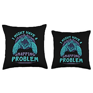 Sea Reptile Animal Snapping Turtle Lover Problem Sea Animal Reptile Lover Snapping Turtle Throw Pillow, 16x16, Multicolor