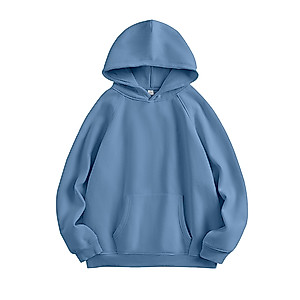 ANRABESS Women Hoodies Oversized Fleece Long Sleeve Comfy Casual Basic Pullover Sweatshirts 2025 Fall Outfits Sweater Deep Blue X-Large