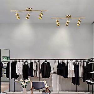 KCO Lighting Modern Brass Gold Track Lighting 3-Lights Modern Kitchen Track Lighting Fixtures Indoor Flush Mount Ceiling Spotlights Dimmable LED Ceiling Spot Light (3-Light)