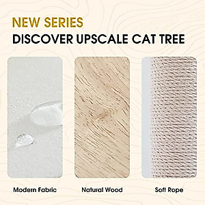 MWPO Modern Cat Tree - 63-Inch Luxury Wood Cat Tower for Indoor Cats, Large Perches with Soft Cushions, Cat Condo for Large Cats with Scratching Posts - Beige