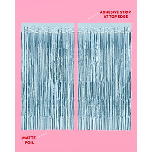 xo, Fetti Party Decorations Matte Blue Fringe Foil Curtain - Set of 2 | Bachelorette Bridal Shower Backdrop, Wedding, Birthday Photo Booth