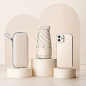 Cloudia Mini Umbrella for Purse, Portable and Compact Perfect for Rain and Sun with UV Protection (Beige)