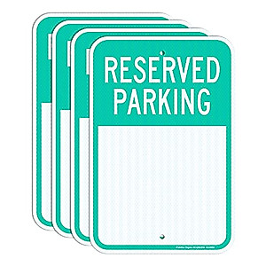 Faittoo Blank Reserved Parking Signs, 4-Pack 18 x 12 Inch Engineer Grade Reflective Aluminum Signs, Weather/Fade Resistant, UV Protected, Easy to Install and Read, Indoor/Outdoors Use