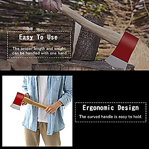 Eletorot Camping Hatchet, 14.5" Wood Chopping Axe Splitting Small Camping Axe Wooden Handle Camping Hand Tools, Gifts for Dad, Men, Husband (Red)