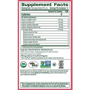 Traditional Medicinals Organic Healthy Cycle Raspberry leaf caffeine Free Herbal Tea 16 Ea 0.85 oz