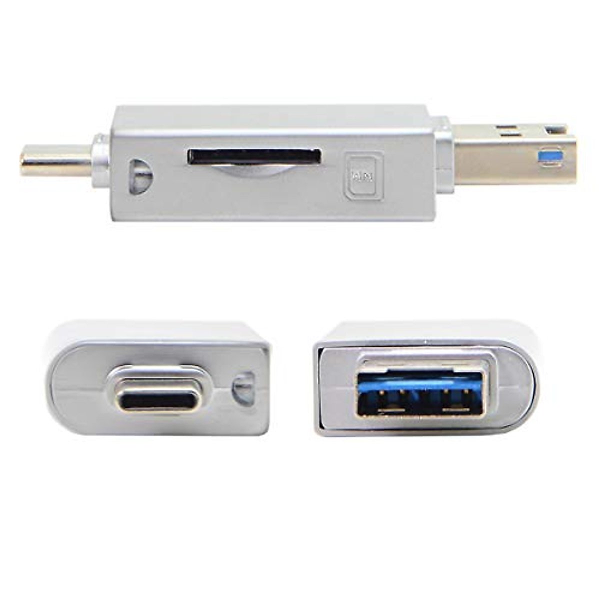 ChenYang Nano Memory Card & TF Micro SD Card to USB C & USB 2.0 Card Reader Adapter Plug & Play