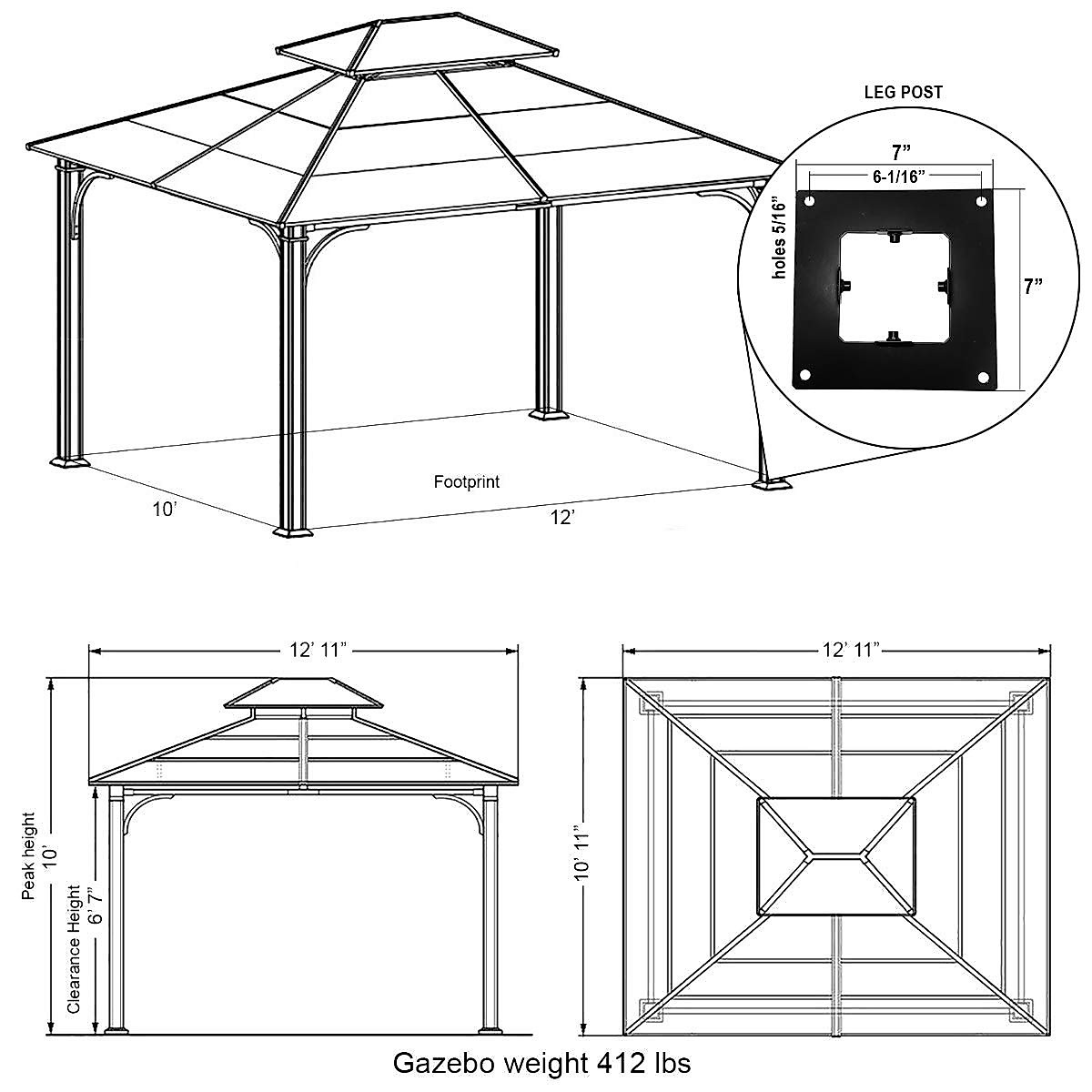 Sunjoy 10 x 12 Chatham Steel Hardtop Gazebo