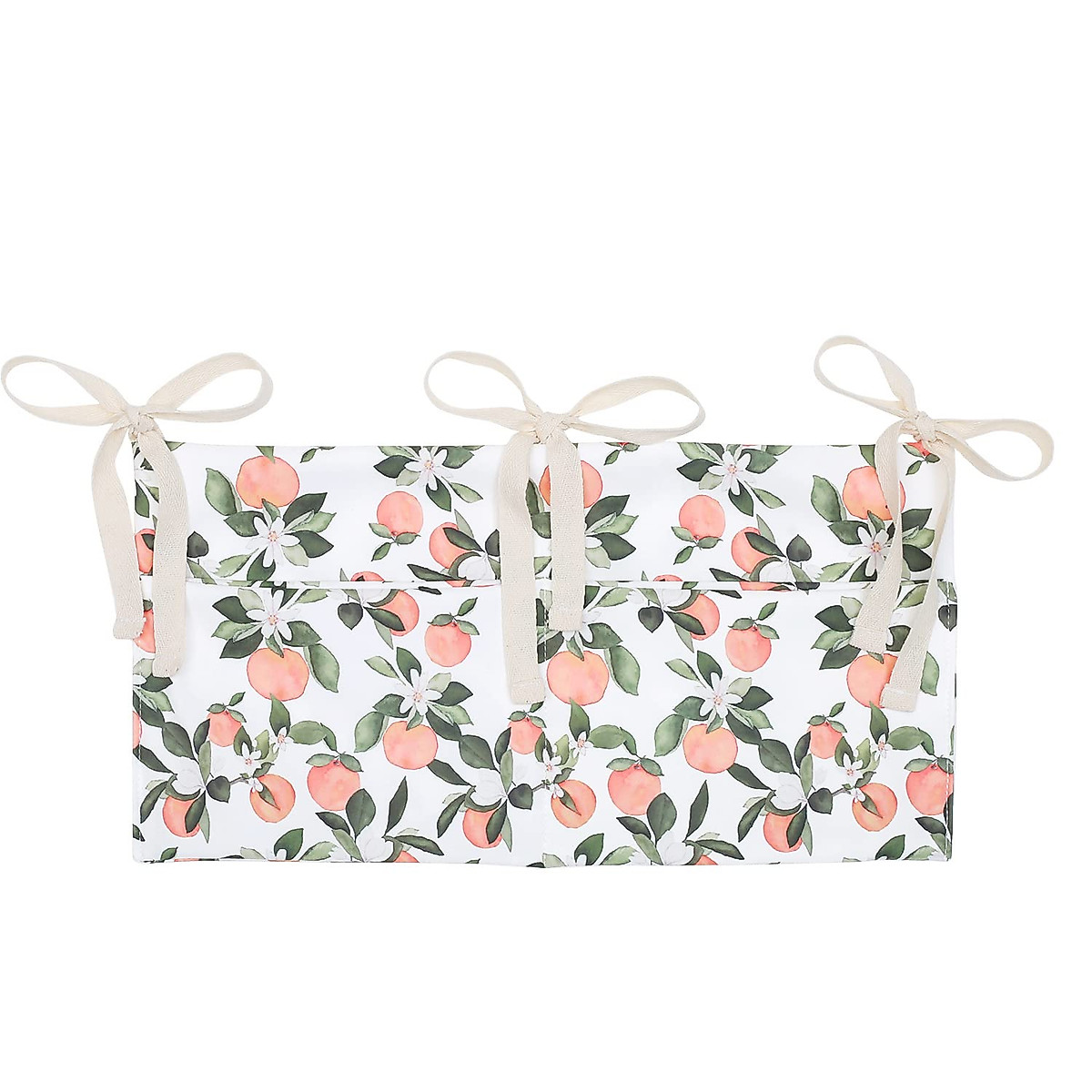 ikasus Hanging Diaper Organizer for Crib, 2 Pockets Organizer Personalized Printing Nursery Crib Hanging Classified Storage Bag Baby Bedside Hanging Organizer for Toys Diapers Wipes Baby Essentials