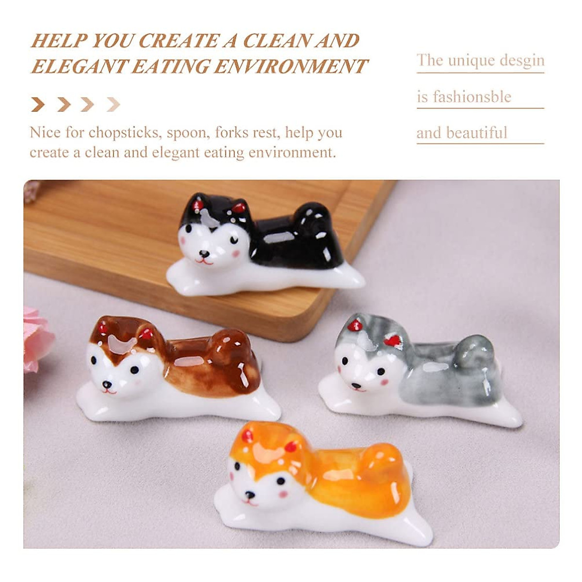 Hemoton 4pcs Ceramic Chopstick Rest Chopstick Stand Puppy Chopstick Rest Chopstick Holder Cute Chopsticks Japan Store Pillow Decorative Chopstick Accessory Ceramics Desktop Cutlery Rack