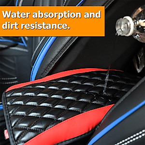 Osilly Car Center Console Pad, Universal Waterproof Armrest Seat Box Cover, 12.6" x 7.5" PU Leather Auto Armrest Protector, Car Interior Accessories Decor for Most Vehicles, Truck, SUV (Red)