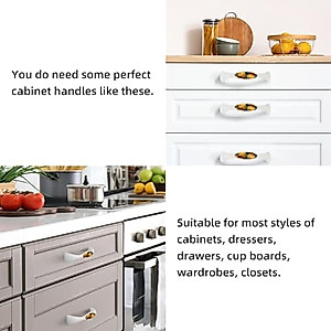 RODAILYCAY Shell 4 Packs Kitchen Drawer Pulls, Crystal Glass Cabinet Handles Pulls, Cupboard Door Knobs, Kitchen Hardware Pulls for Dresser Drawers