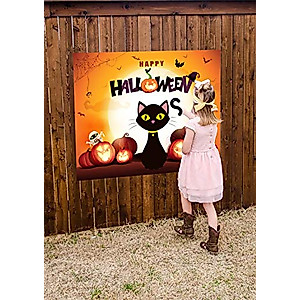 MISS FANTASY Halloween Games for Kids Pin the tail on The Cat Halloween Party Activities for Kids Party