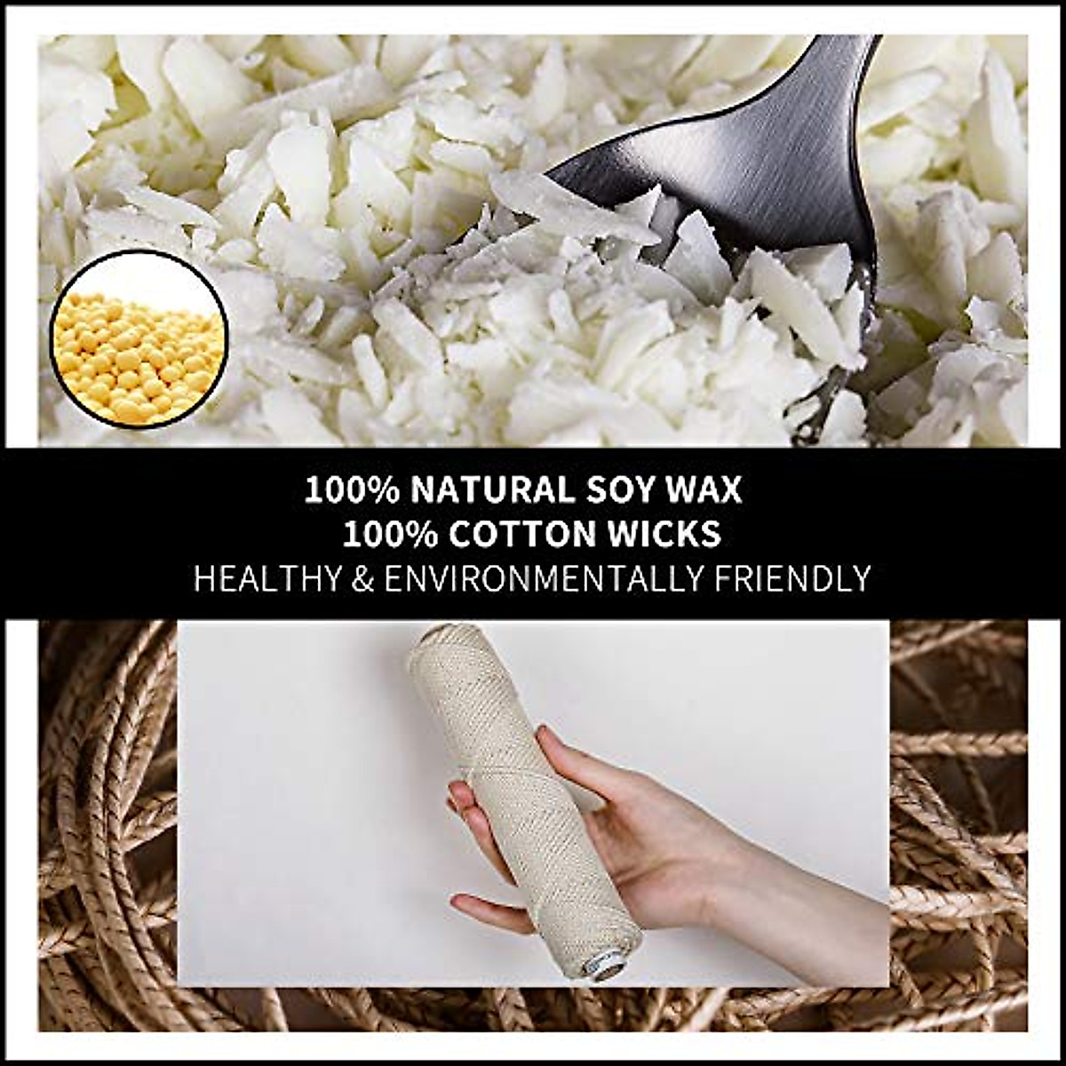 Scented Candles, Natural Soy Wax Candles for Home Scented, 2 Wicks Aromatherapy Candles with Wood Base, Large Candle for Decor Great Gifts,10 OZ - Sea Island Cotton