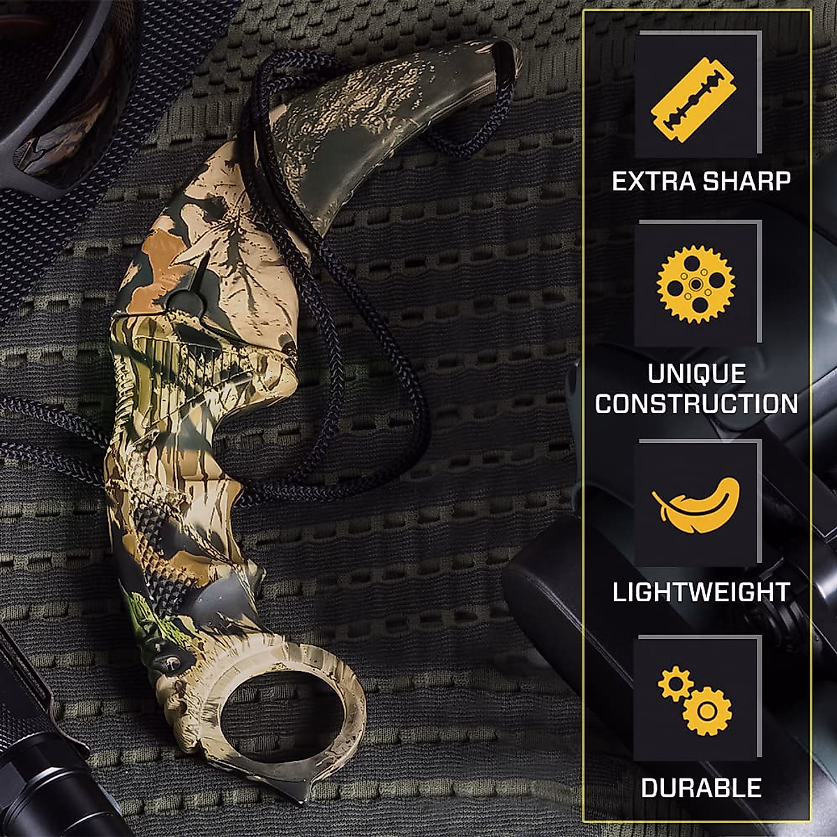 Karambit Knife - Fixed Blade Knife - Karambit Knives - CSGO Raptor Claw Knives - Best Combat Carambit for Hunting Camping Hiking EDC for Men Women Comes with Sheath - Fathers Day Dad Gift 16853