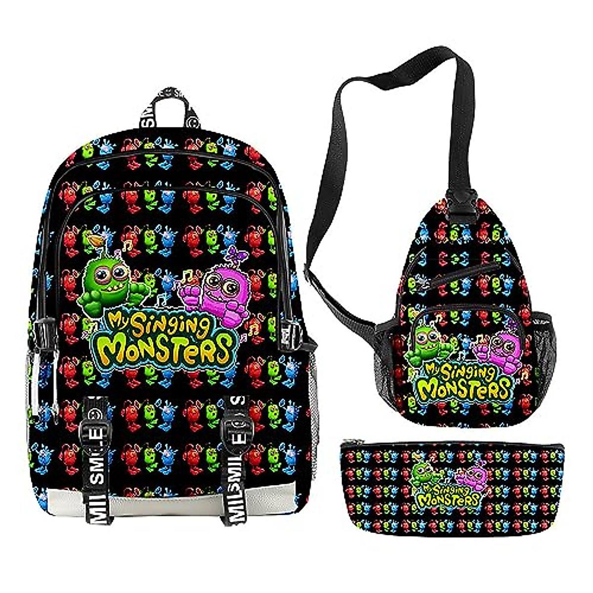 Three Piece Set of New Products My Singing Monsters Monsters Concert Student backpack pencil case satchel (style4)