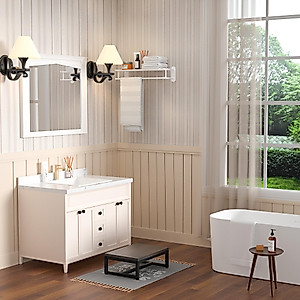 Step Stool Wood, Solid Kitchen Step Stool by ECROCY - Holds Up to 400 LBS- Ebony(Need Assemble)