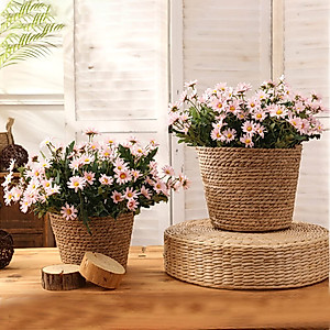 Pink Artificial Daisy Flowers Fake Gerbera Daisy Silk Bouquets 2 Bundles Pastoral Style for Home Garden Window Wedding Indoor Outside Porch Window Box Decoration Fake Flowers