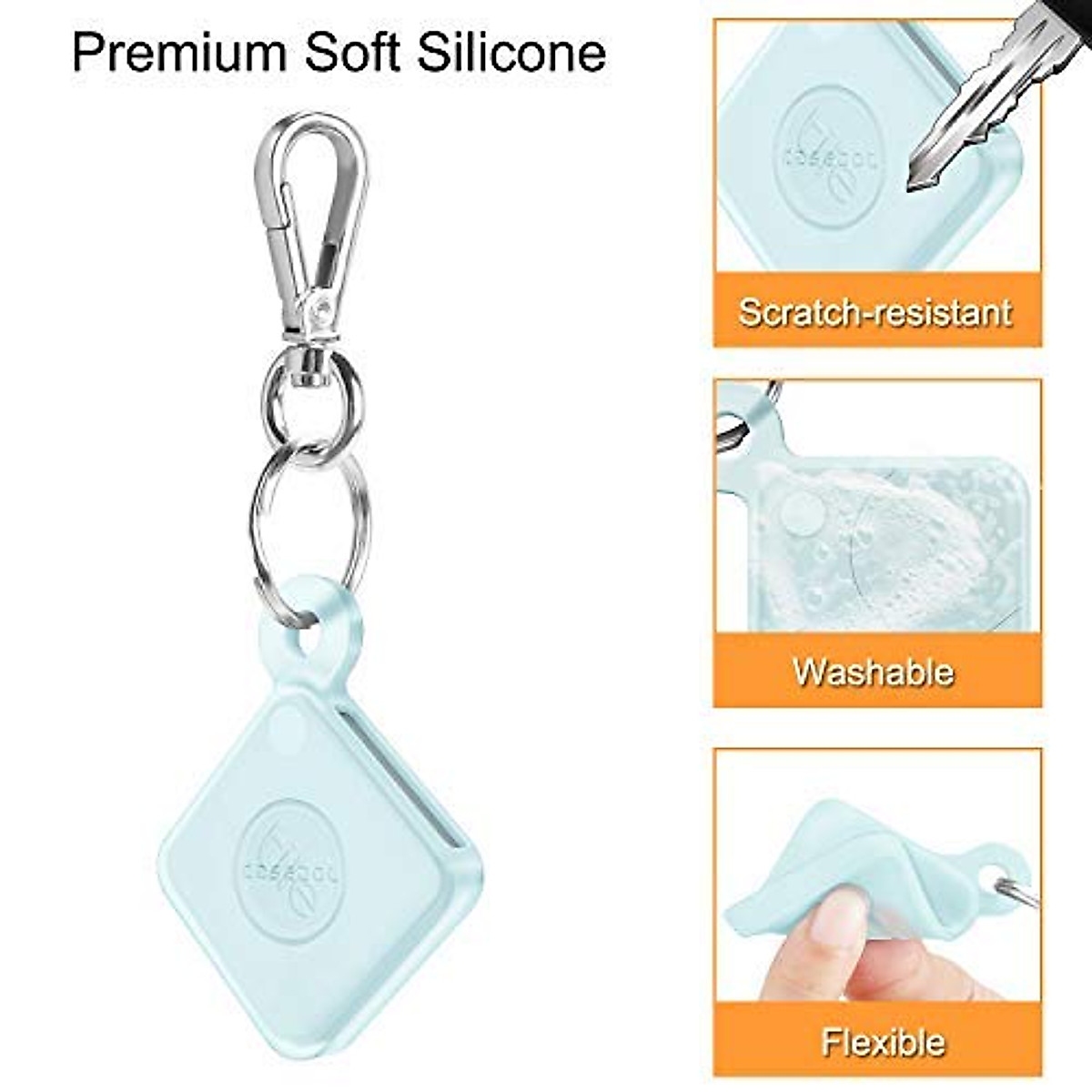 Fintie Silicone Case with Carabiner Keychain for Tile Mate (2020 & 2018), Anti-Scratch Lightweight Soft Protective Sleeve Skin Cover, Blue- Glow in The Dark