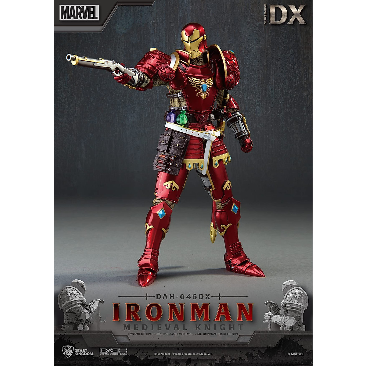 Beast Kingdom Medieval Knight Iron Man (Deluxe Version) DAH-046 Dynamic Action Figure, Multicolor