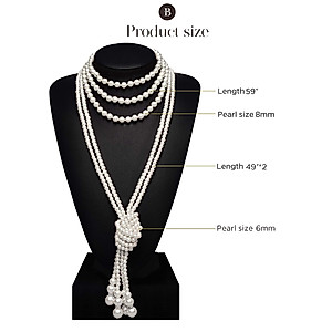 BABEYOND Long Pearl Necklace Faux Pearls Necklace Set Beaded Long Pearls Necklace 1920s Gatsby Costume Jewelry