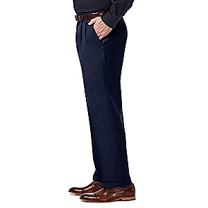 Haggar Mens Premium Comfort Classic Fit Pleat Front Reg. And Big & Tall Sizes Dress Pants, Blue, 40W X 30L US