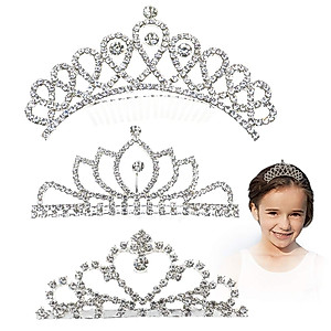 NODG 3 Pieces Silver Tiaras for Women Princess Rhinestone Mini Tiaras with Comb Crowns for Women with Comb for Princess Party Favors Tiaras and Crowns for Women