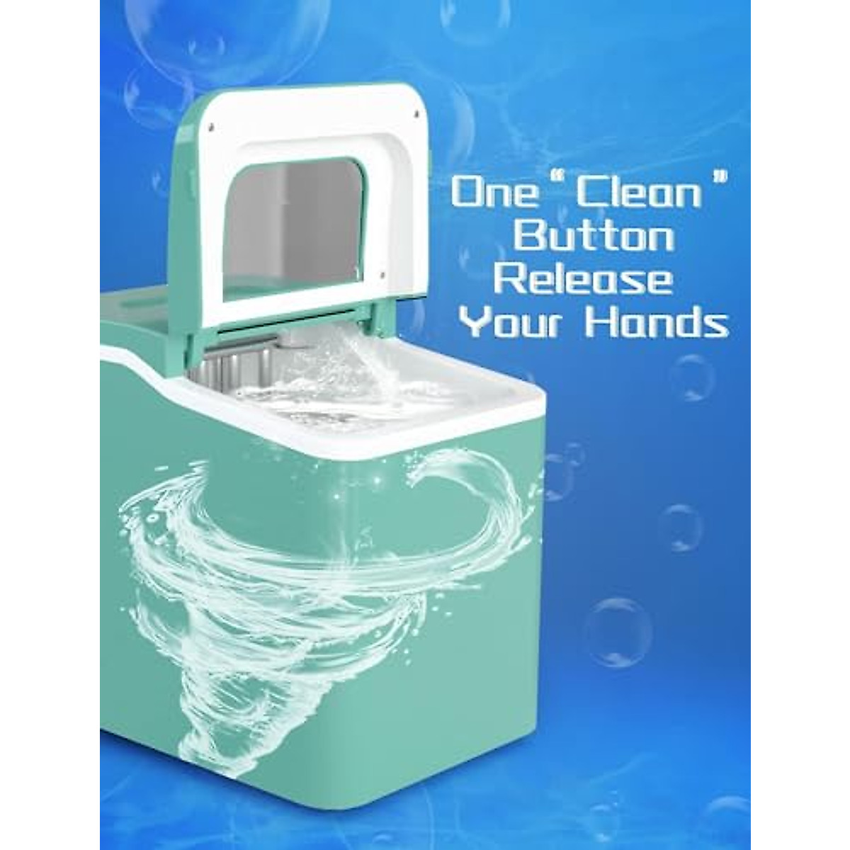 ARLIME Countertop Ice Maker Machine Portable Compact Ice Cube Maker, 9 Ice Ready in 8 Mins, 26Lbs/24H, Self-Cleaning Electric Ice Maker with Scoop and Basket for Home, Office, Party, Bar (Green)