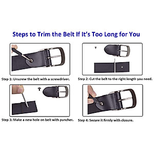 VONSELY Genuine Leather Belts for Dresses, Women Leather Fashion Belts for Pants (Suit Waistline 37"-41", Wide Black)