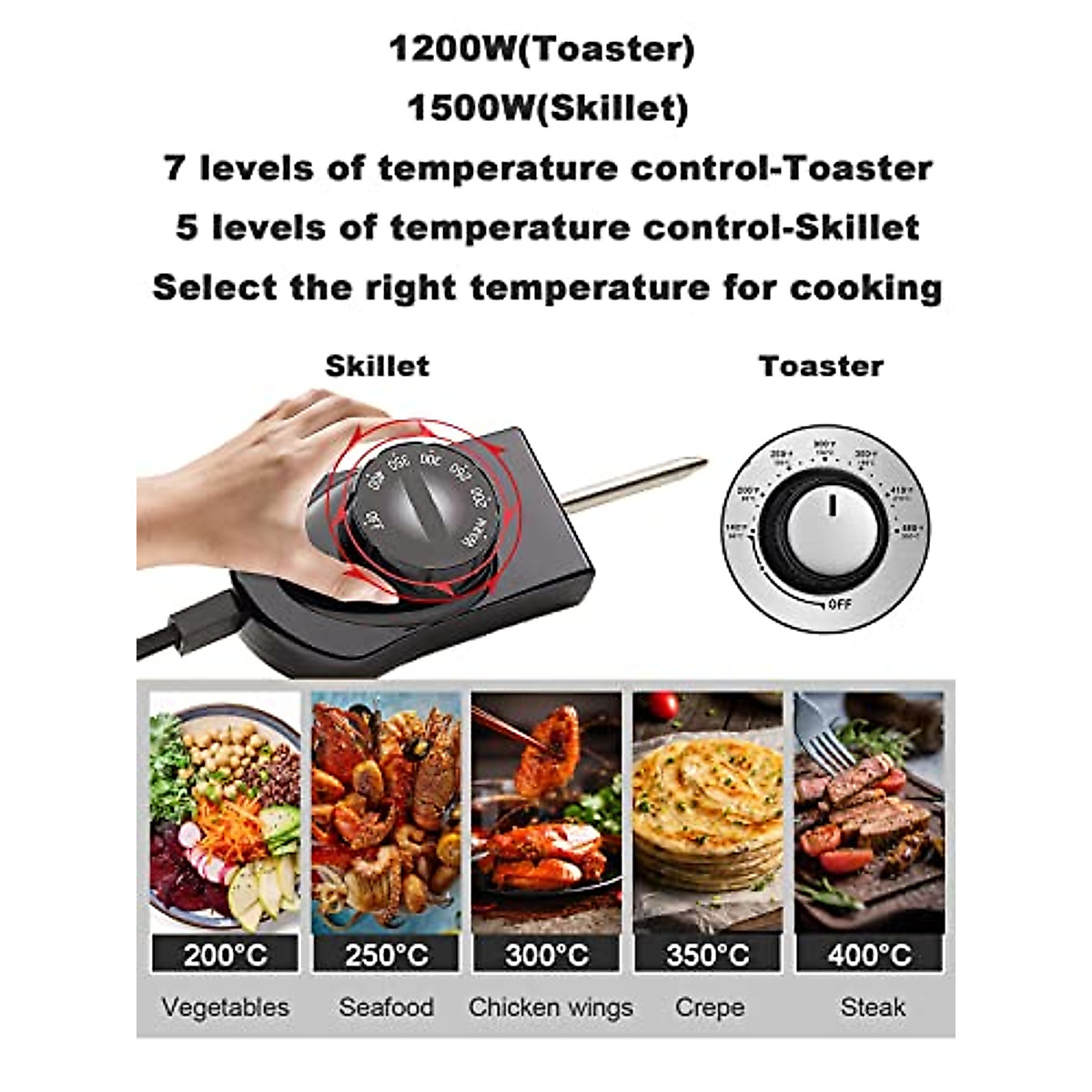 Electric Skillets Nonstick with Lids - 16-inch Electric Frying Pan with Cool Touch Handles, for Frying, Sauteing, Simmering and Braising, Dishwasher Safe