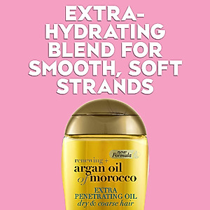 OGX Set of 2 Extra Strength Renewing + Argan Oil of Morocco Penetrating Hair Oil Treatment, Deep Moisturizing Serum for Dry, Damaged & Coarse Hair, Paraben-Free, Sulfated-Surfactants Free, 3.3 Fl Oz