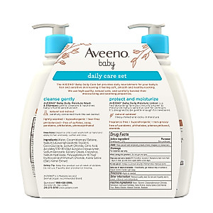 Aveeno Baby Gentle Moisturizing Daily Care Set, Natural Oat Extract, Natural Colloidal Oatmeal, 2 Items