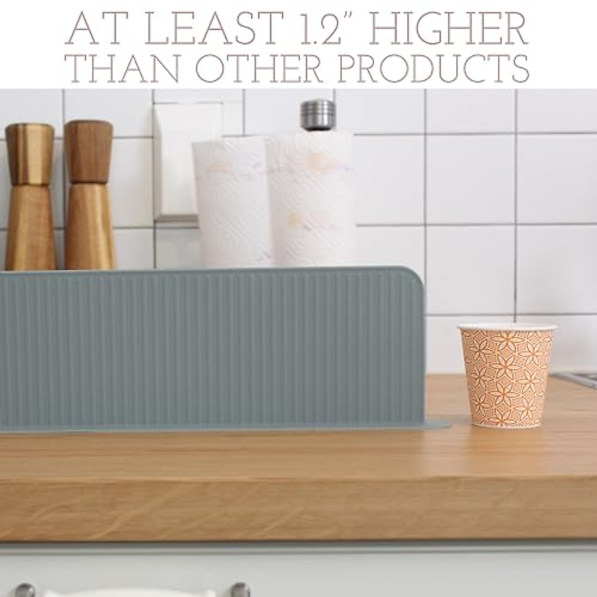 Jovely Grey Silicone Splash Guard, Water Splatter Screen for Kitchen, Bathroom & Island, The Whole Floor Absorption Surface, Premium Kitchen Accessories (19.1L x 1.8W x 4.7H inches)