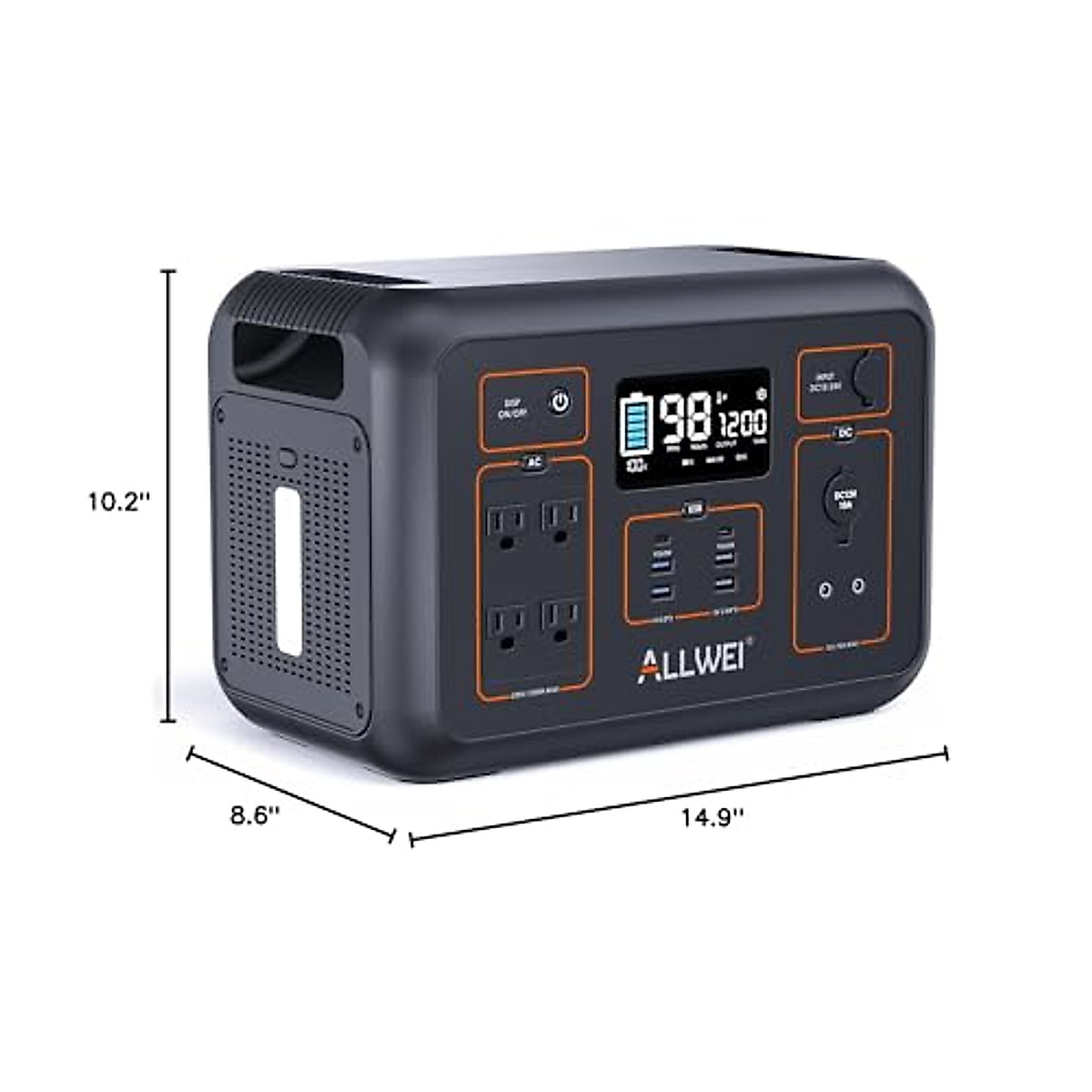 ALLWEI LiFePO4 Solar Generator 1200W(2400W Peak) with 1 * 200W Solar Panel, Fast Charge in 1.5Hrs, 1008Wh Portable Power Station, 4 AC Outlet, UPS Mode, Power Generator for Camping Outdoor Emergency