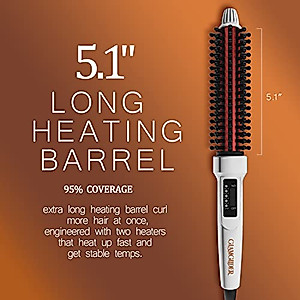 GLAMGLIDER Curling Iron Brush, Ceramic Tourmaline Ionic Hair Hot Brush, Anti-Scald Hair Curling Wands,Professional Instant Heat Styling Brush with 4 Heat Settings,Dual Voltage Travel (1.25 Inch)