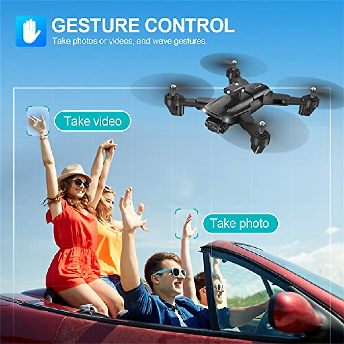 2023 Foldable FPV Drone with Adjustable 4K HD 2.4G WiFi Dual Camera,27MPH Speed,Lightweight RC Quadcopter for/Adults/Beginner/Kids,3 Batteries,Trajectory Flight,3D Flips,1 Key Fly/Land(black)