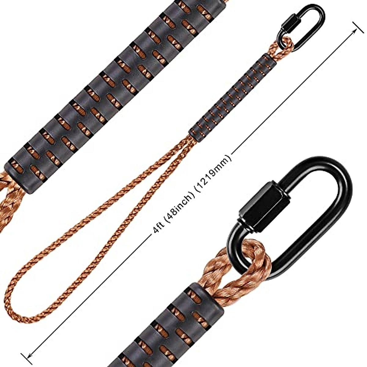 SELEWARE Hammock Straps, Tree Swing Rope, Hammock Chair Hanging Rope Kit W/Stainless Steel Carabiner Snap Hook Holds to 1000lbs, for Outdoor Playground Swings Hammock Yoga Boxing, 4 ft, 2 Pack