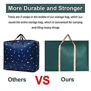 100L Large Storage Bag(3 Pack,Green),Large Moving Bags with Zippers & Carrying Handles, Storage Bags Storage Totes for Clothes, House Moving,77×55×24cm