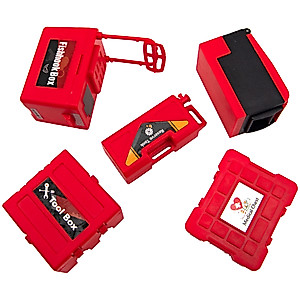 5Pcs HIRCQOO RC Scale Mini Tool Set Decoration Accessories Compatible with Traxxas TRX4 Axial SCX10 RC4WD D90 Tamiya CC01 90046 Redcat Gen7 TF2 1/10 RC Crawler Car Truck (Red)