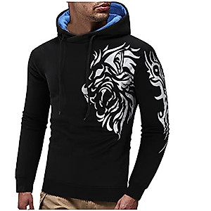 Muscularfit men's fashion hoodies & sweatshirts Graphic Hoodies Mens Sports Slim Fit Long Sleeve Pullover Workout Sweatshirts Crewneck Casual Shirts Fall Clothes mens big and tall hoodies Black XL