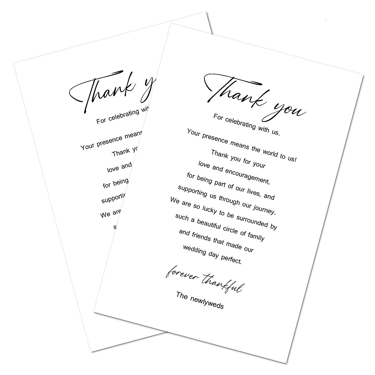 RokAPary Modern Minimalist Wedding Thank You Place Cards, Place Setting Cards, For Bridal Shower, Reunion, Reception, Celebration, Rehearsals, Dinner Parties, Events 50 Cards 4"x6". Made in USA