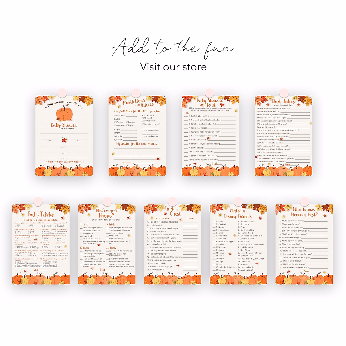 PUMPKINS Baby Shower Game — WHAT'S ON YOUR PHONE Baby Shower Game — Pack of 25 — LITTLE PUMPKIN Baby Shower Games, Fall Halloween Baby Shower Game, Baby Shower Activity, SKU G330-PHN