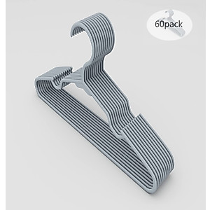 Kwianty Gray Baby Clothes Hangers 60 Pack, 11.5 Inch Big Children Child Hangers Baby Clothes Hangers for Closet (Gray, 60)